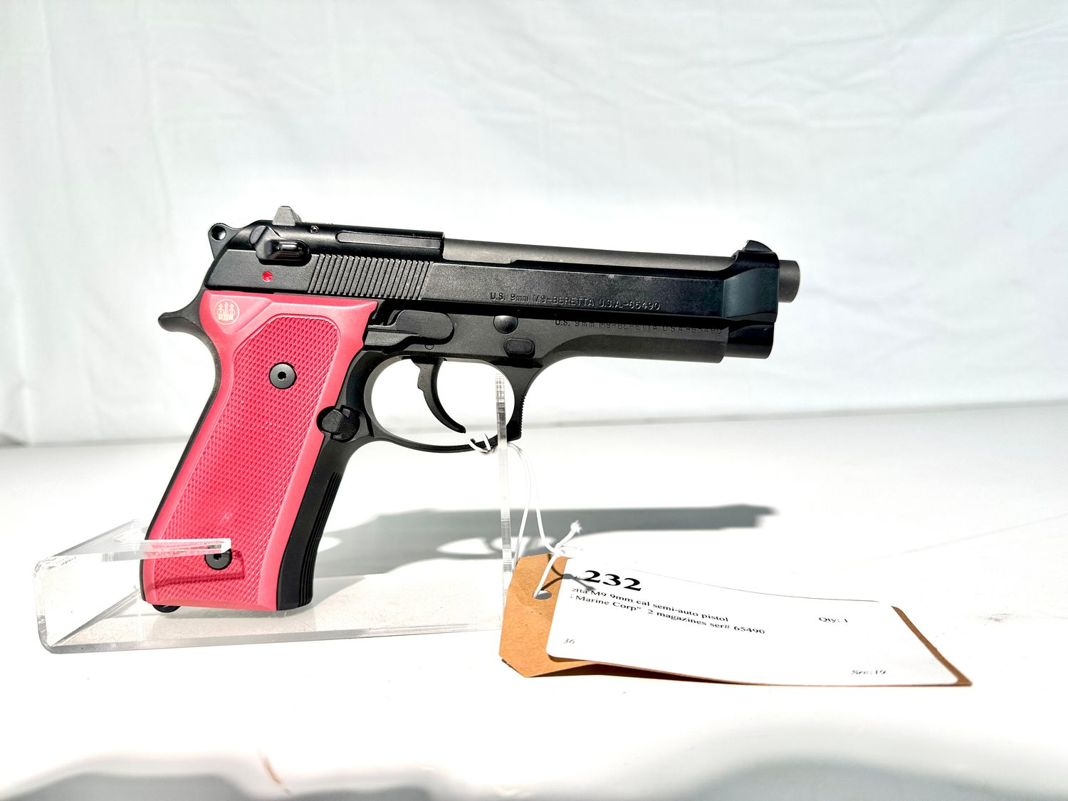 232 Beretta M9 9mm cal semi-auto pistol