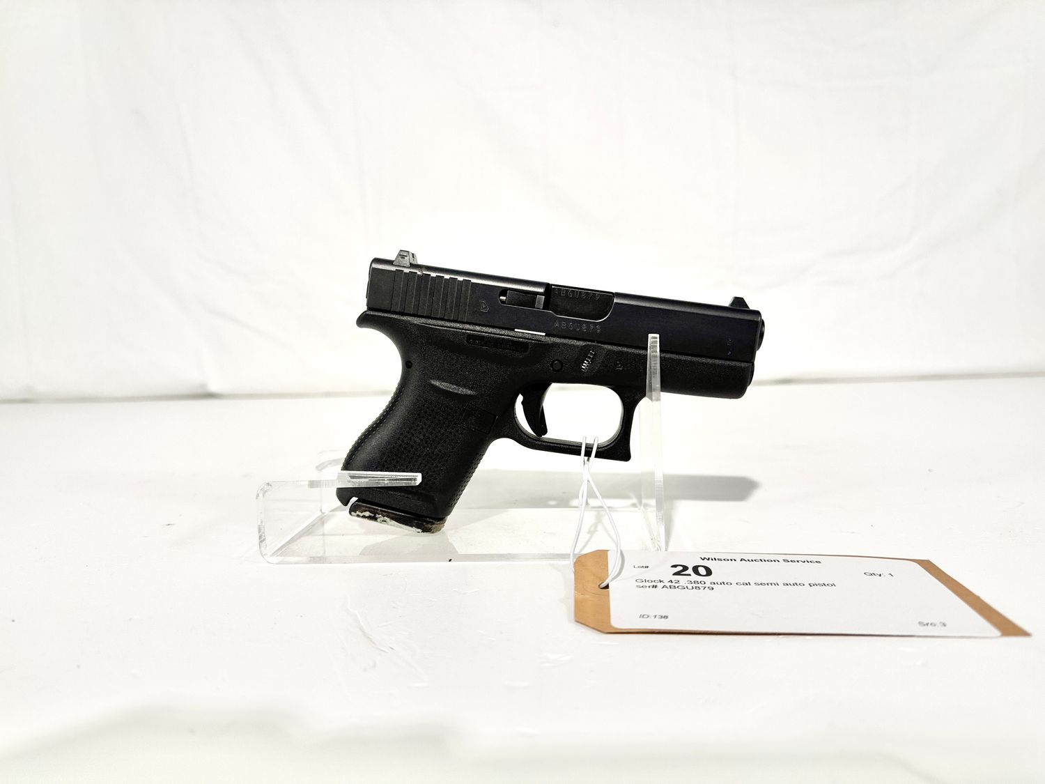 20 Glock 42 .380 auto cal semi auto pistol