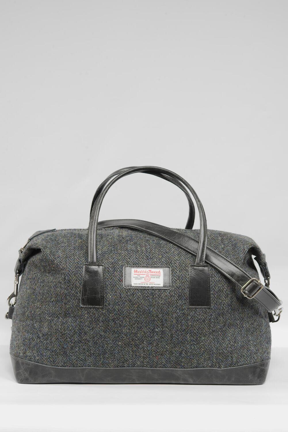 Harris Tweed Luggage Bag | HB85 (Black Leather) – Harris Tweed Luggage ...