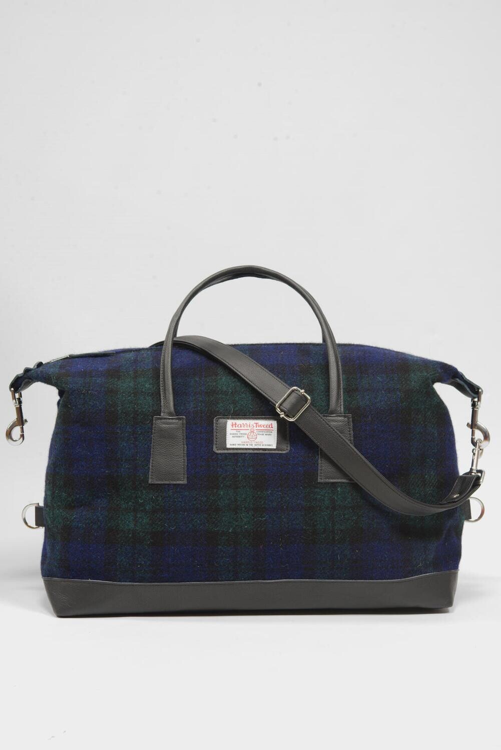 Harris Tweed Luggage Bag | A020 (Black Leather) – Harris Tweed Luggage ...