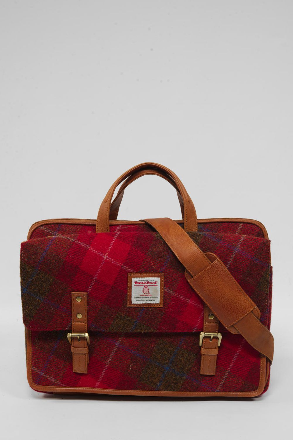 Harris Tweed Laptop Bag | A001 (C) Tan Leather (NL) – Harris Tweed ...