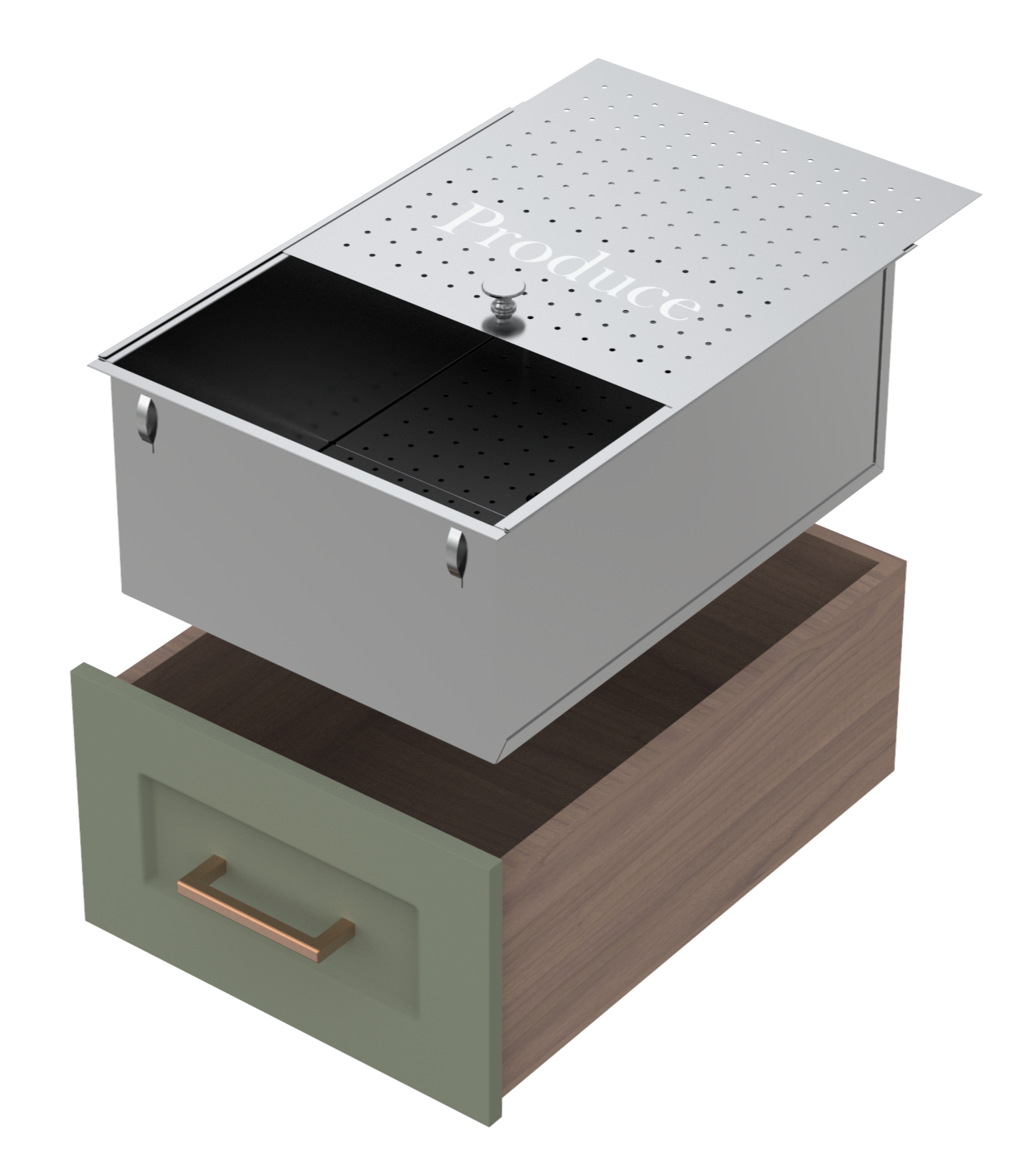 Stainless Steel Produce Drawer Insert (Top Mount w/ Flanges)