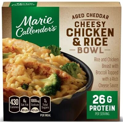 Frozen Dinner, Marie Callender's® Aged Cheddar Cheesy Chicken & Rice ...