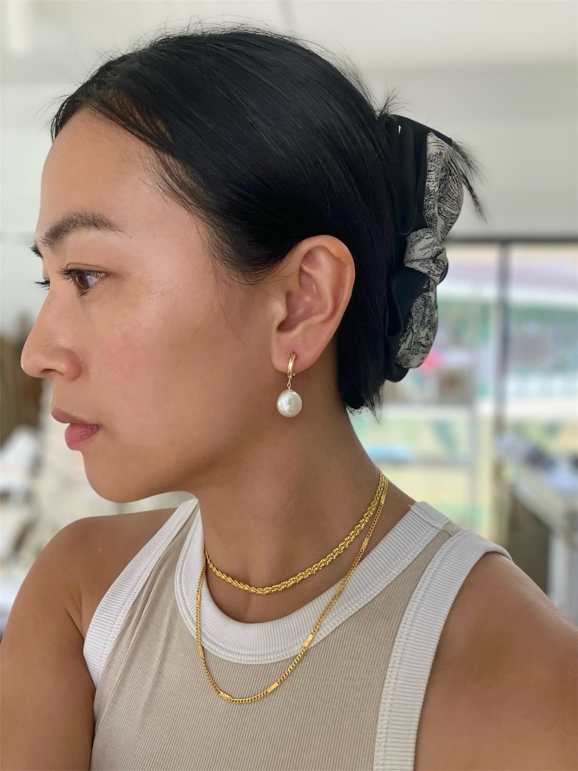 Freshwater Pearl Earrings Click Hoops