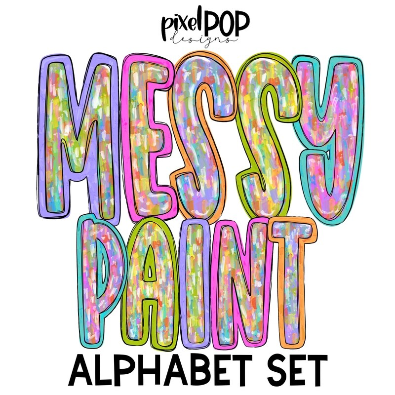 Messy Paint Alphabet Letter Set | Alphapack Font | Watercolor | PNG ...