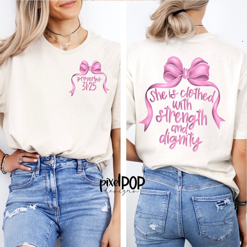She is Clothed in Strength and Dignity PINK Coquette Bow PNG (2 Files ...