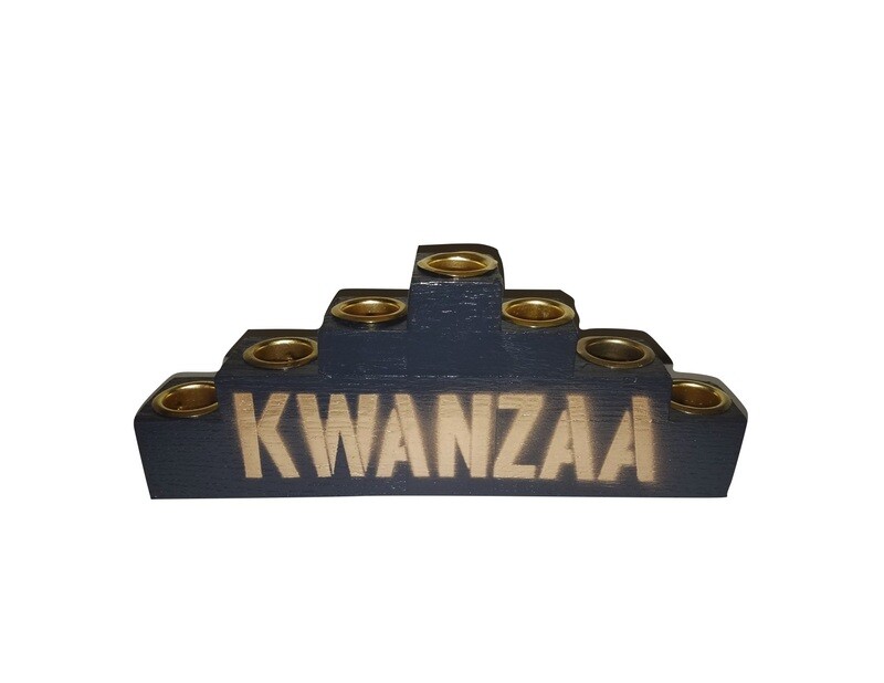 Kwanzaa Kinara - Wooden Kinara with Gold Finish