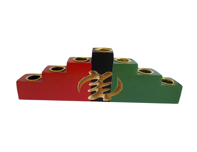 Kwanzaa Kinara – Adinkra God is Supreme Symbol Engraved