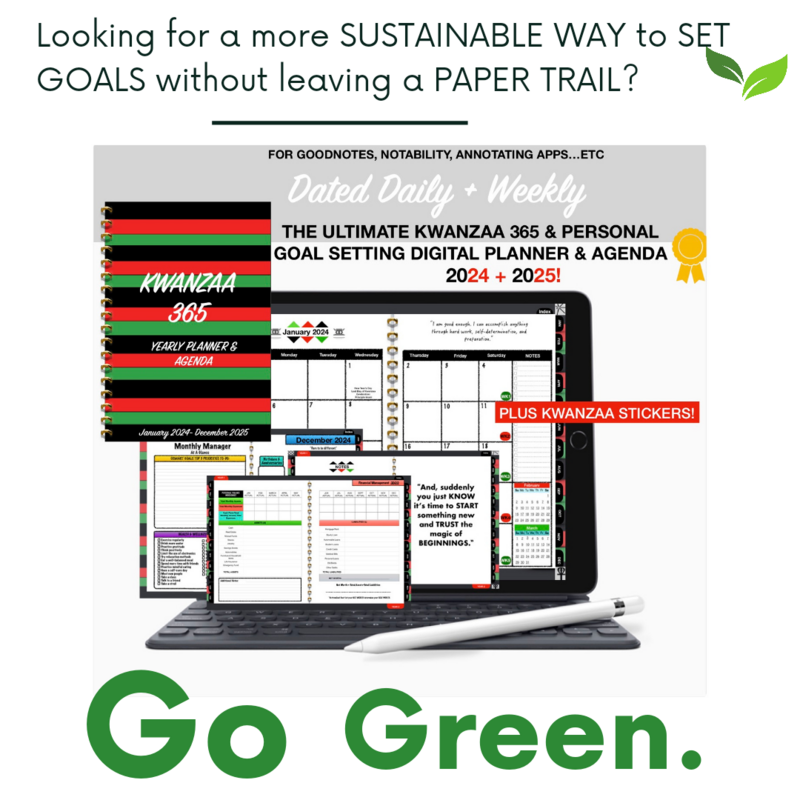 GO GREEN: Digital Yearly Goal Setting Planners & Agendas