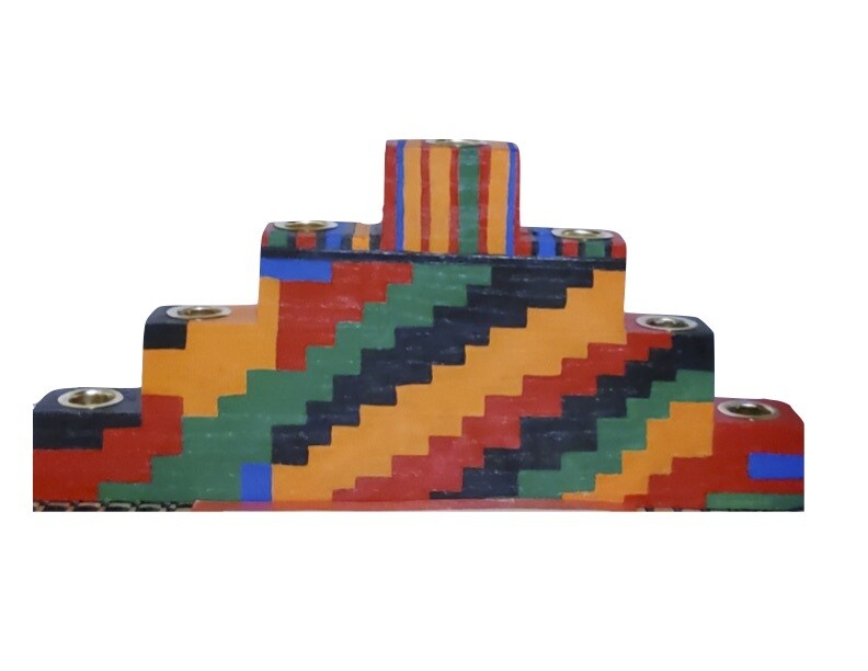 Hand-Painted Kente Design Kwanzaa Kinara