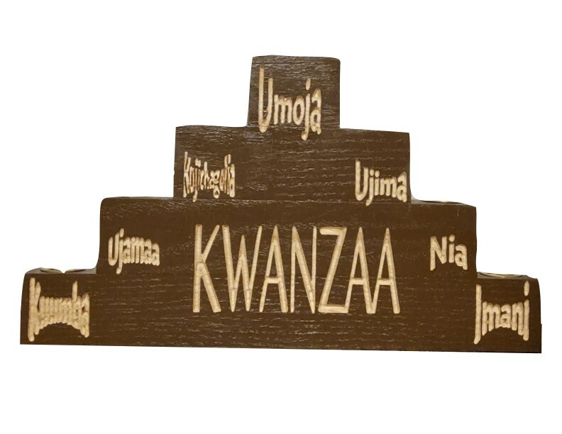 Brown Kwanzaa Kinara – Seven Principles in Swahili