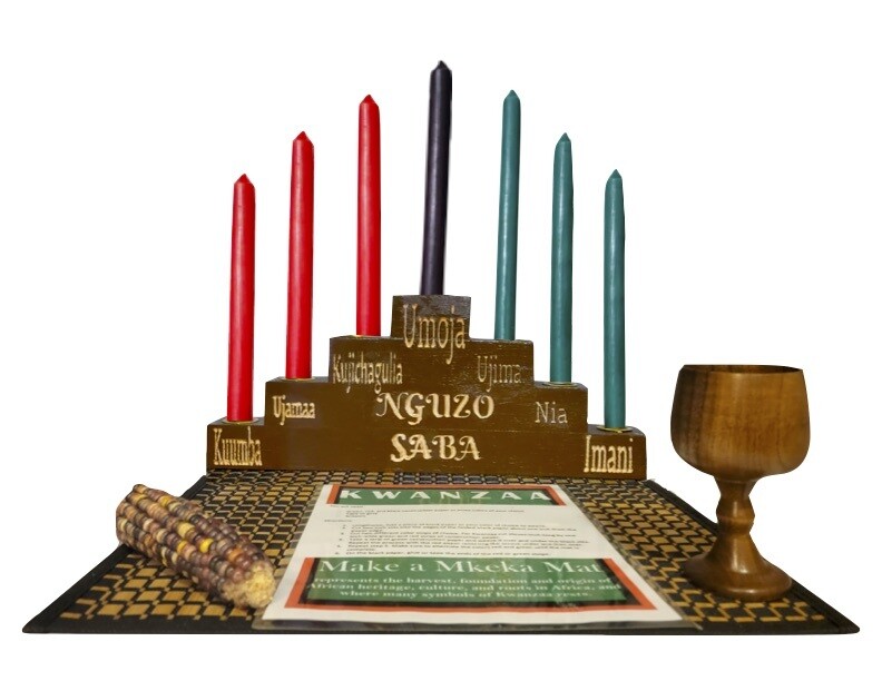 Kwanzaa Kit -Seven Principles Nguzo Saba Engraved in Swahili
