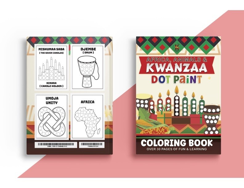Africa, Animals, and Kwanzaa Dot Paint and Coloring Book