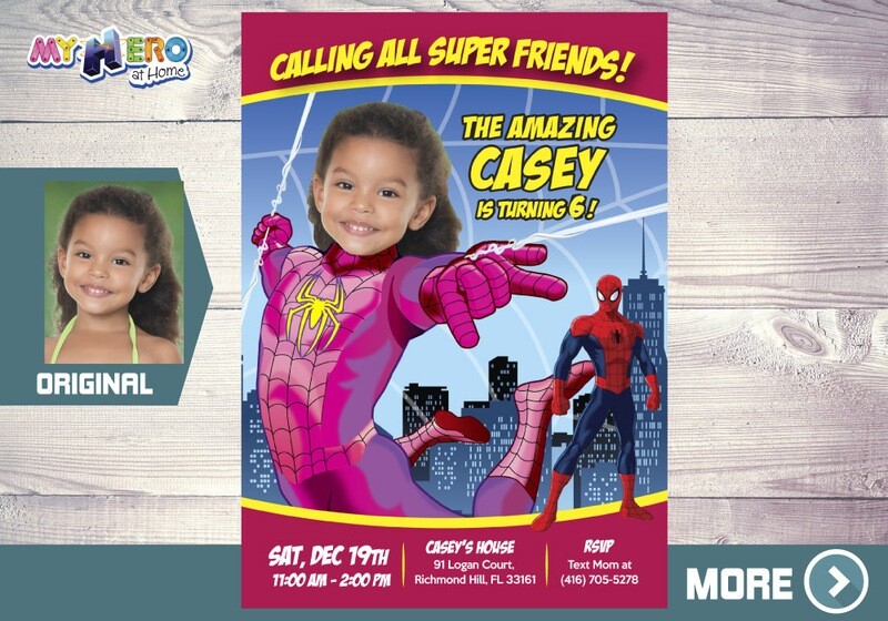 Pink Spider-Girl Invitation. Pink Spider Girl Party