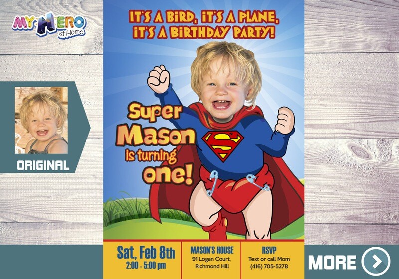 Baby Superman Invitation. Baby Superman 1st party invitation.