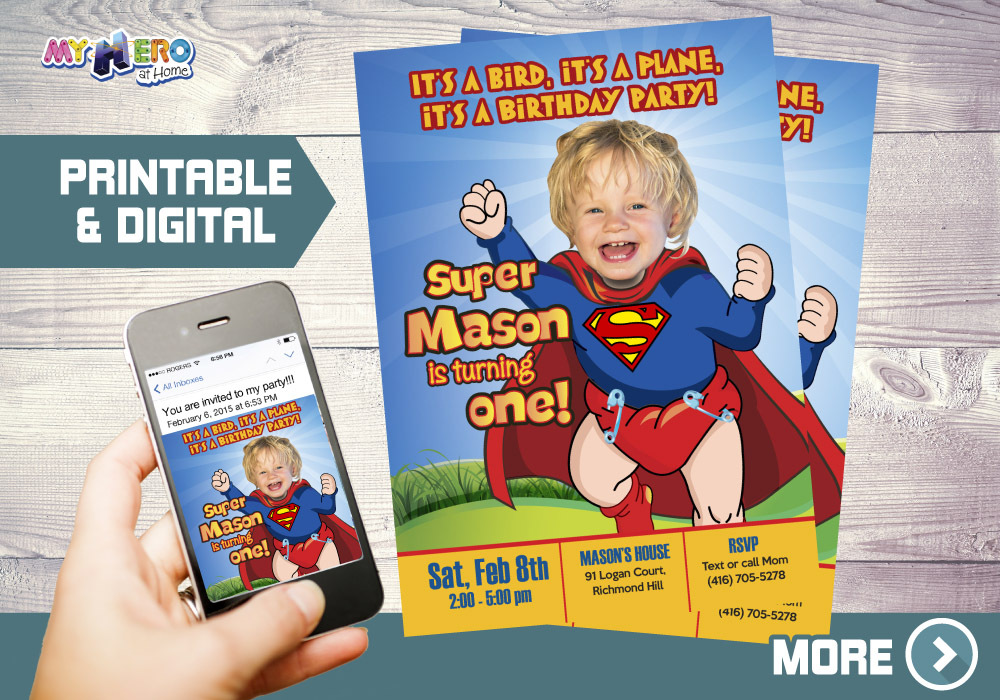 Baby Superman Invitation. Baby Superman 1st party invitation.