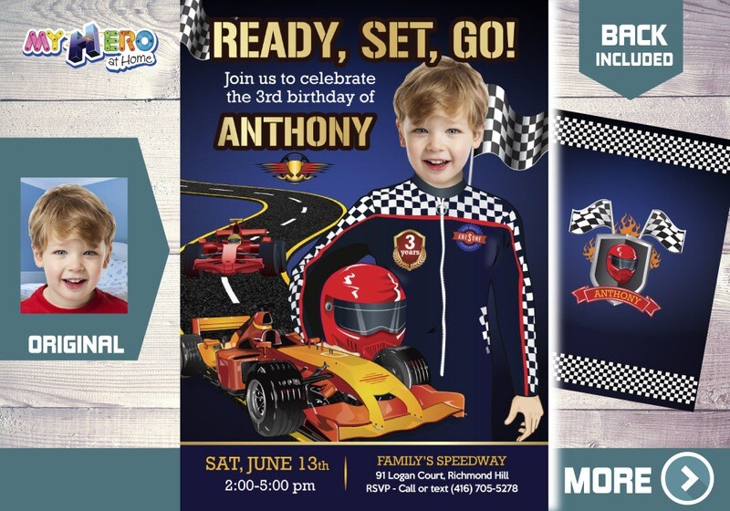 Race Car Birthday Invitation. Race Car theme party.