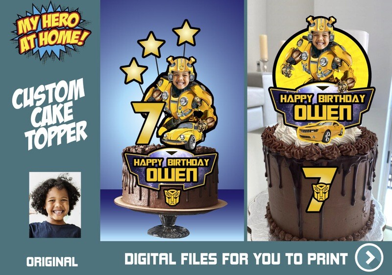 Bumblebee Cake Topper. Bumblebee dessert table. Transformers Cake Topper