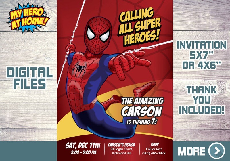 Spider-Man Birthday Invitation. Spider-man Theme party