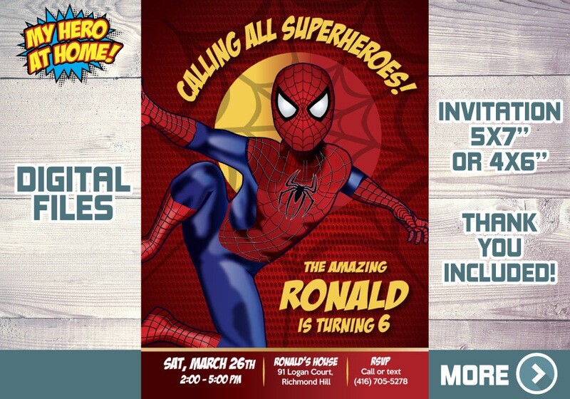 Spider-Man Birthday Invitation. Spider-man Theme party