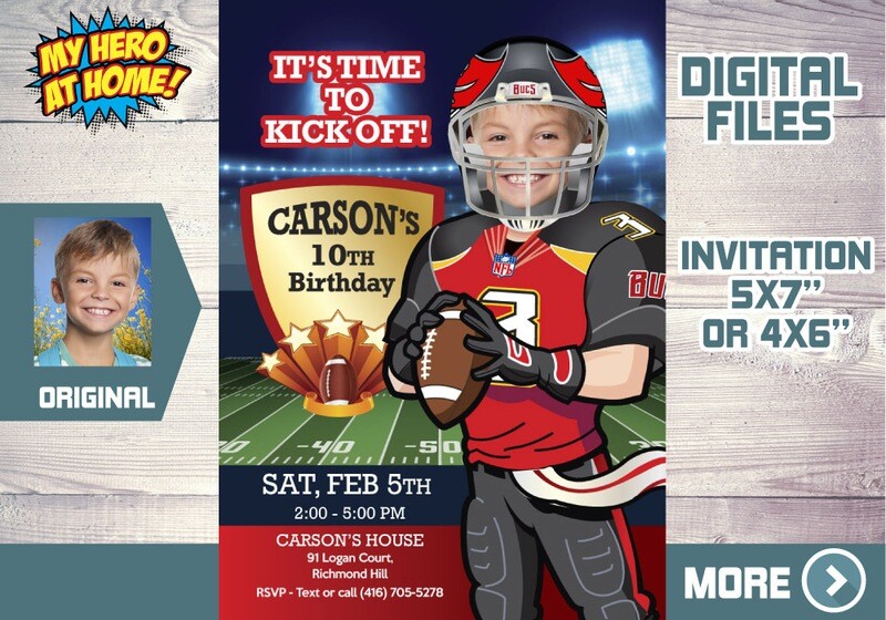 Buccaneers Invitation with photo. Buccaneers party. Football photo ...