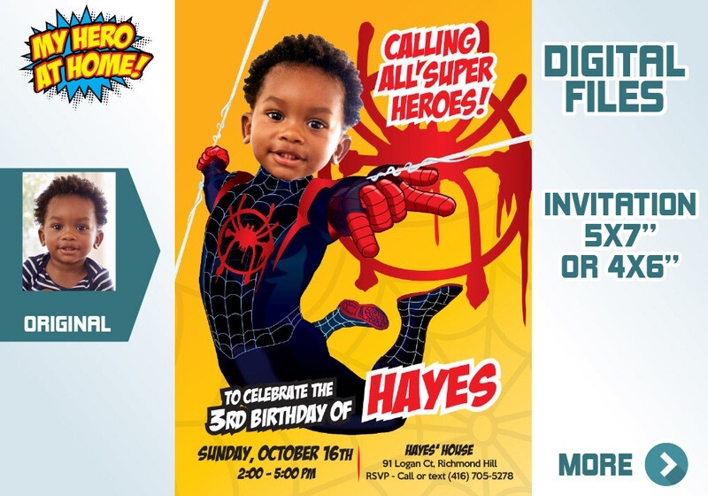 Miles Morales birthday Invitation. Spider verse digital invitation.