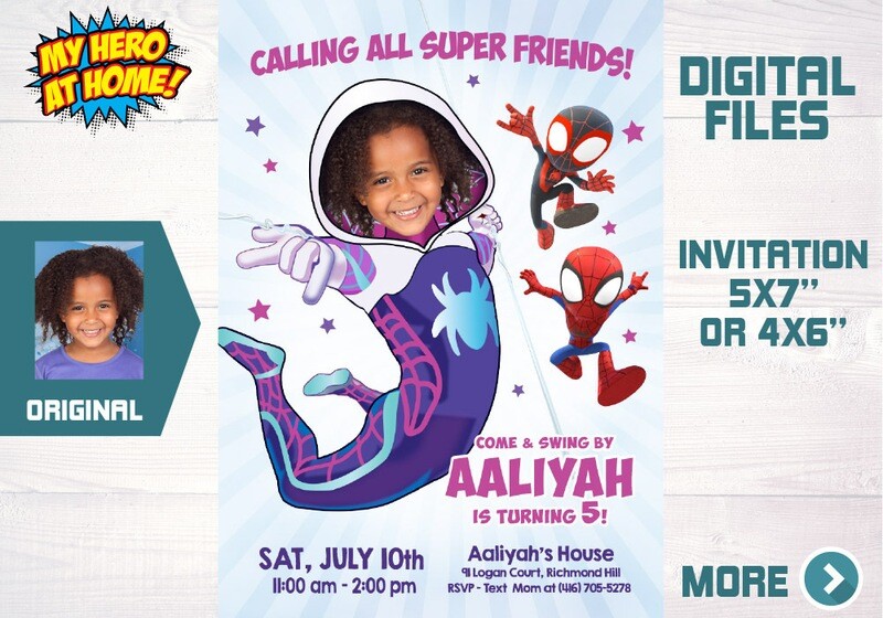 Ghost Spider Birthday Invitation, Gwen Stacy Party Invitation, Girl ...