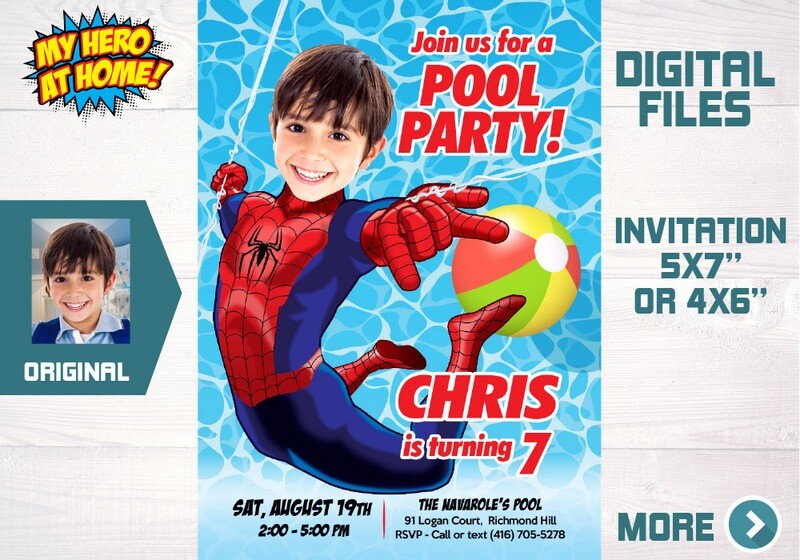 Spiderman pool party template. Spider-man pool party invitation ...