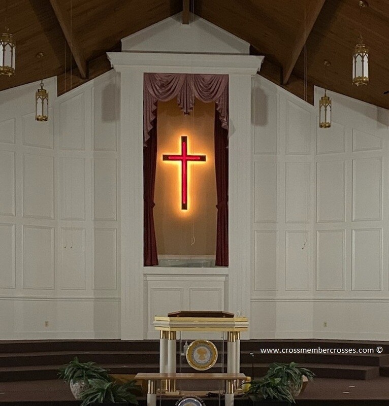 Traditional Christian Cross With Stained Glass Center Cross
