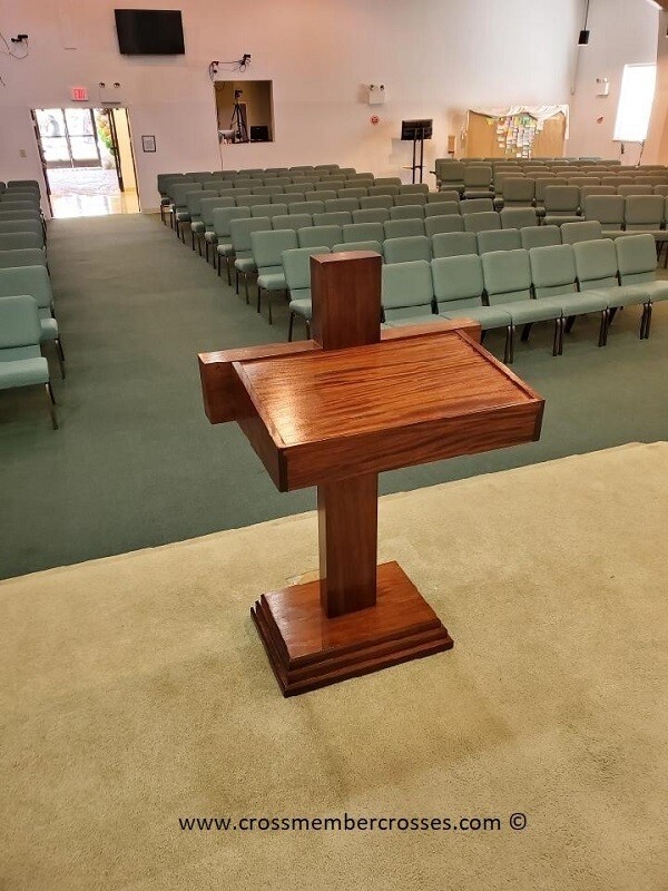Thick Wooden Beam Cross Pulpits