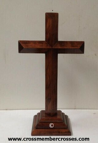 Single Layer Beveled Wooden Table Crosses Two Sided - 8"