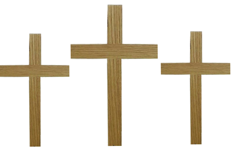 Three Traditional Thick Wooden Beam Crosses - Mount Calvary View