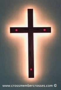 Exterior Wooden Cherry Crosses - 3 Stained Glass Inserts - Unfinished - 96"