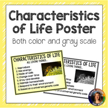 Characteristics of Life Poster - Store - Science Lessons That Rock