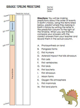 Geologic Timeline Predictions - Store - Science Lessons That Rock