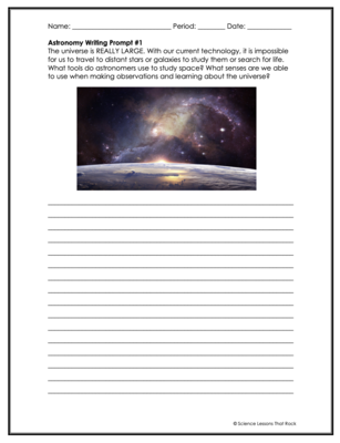 Universe and Stars Writing Prompts - Store - Science Lessons That Rock