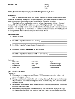 Viscosity of Lava Lab - Store - Science Lessons That Rock