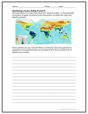 Weathering and Erosion Writing Prompts - Store - Science Lessons That Rock