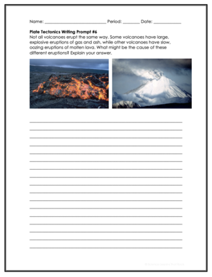 Plate Tectonics Writing Prompts - Store - Science Lessons That Rock