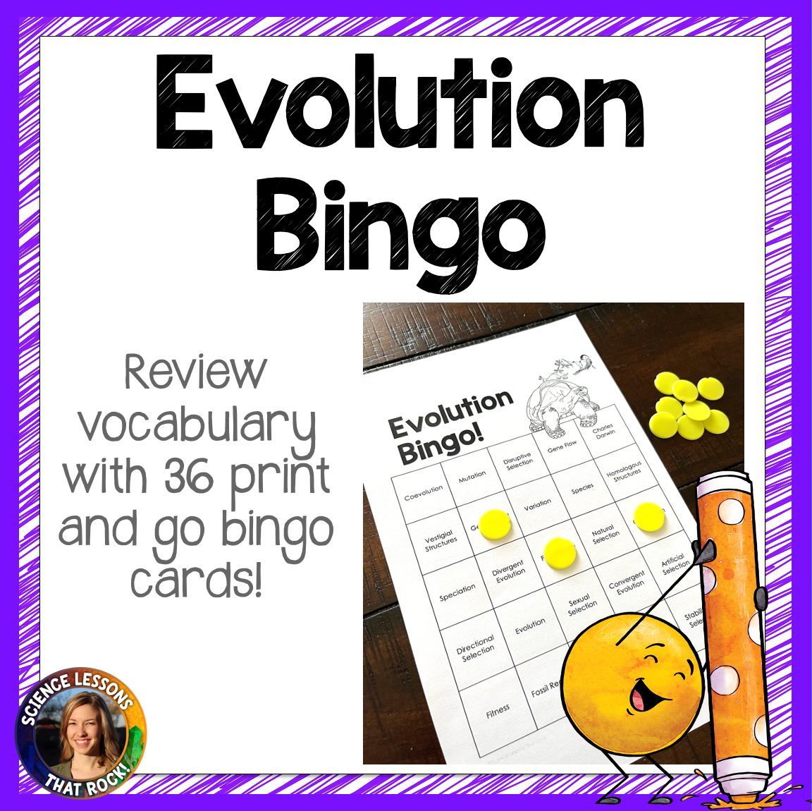 Evolution Bingo Vocabulary Review Game - Store - Science Lessons That Rock