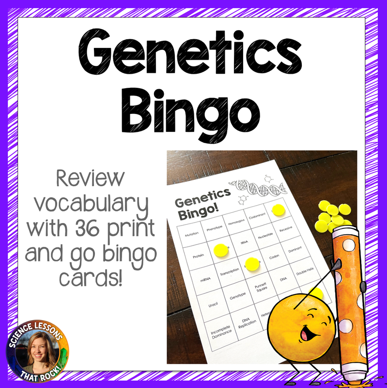 Genetics Bingo Vocabulary Review Game - Store - Science Lessons That Rock
