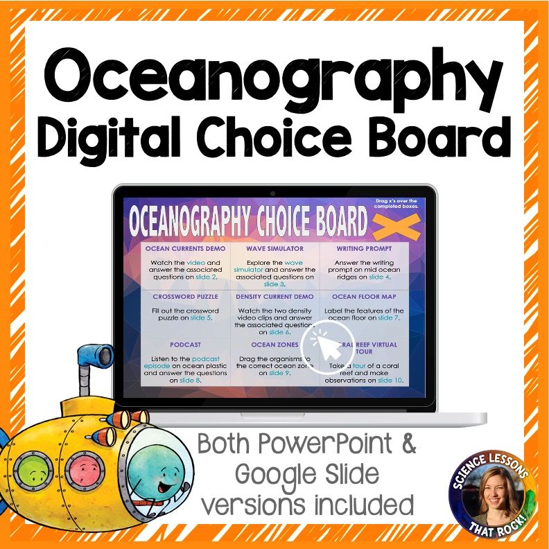 Oceanography digital choice board - Store - Science Lessons That Rock