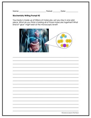 Biochemistry writing prompts - Store - Science Lessons That Rock