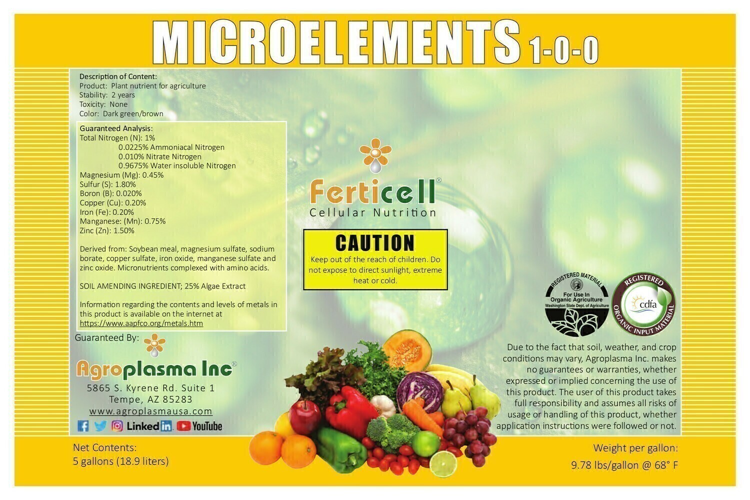 Ferticell Soluble Organic Fertilizer Micronutrient Microelements
