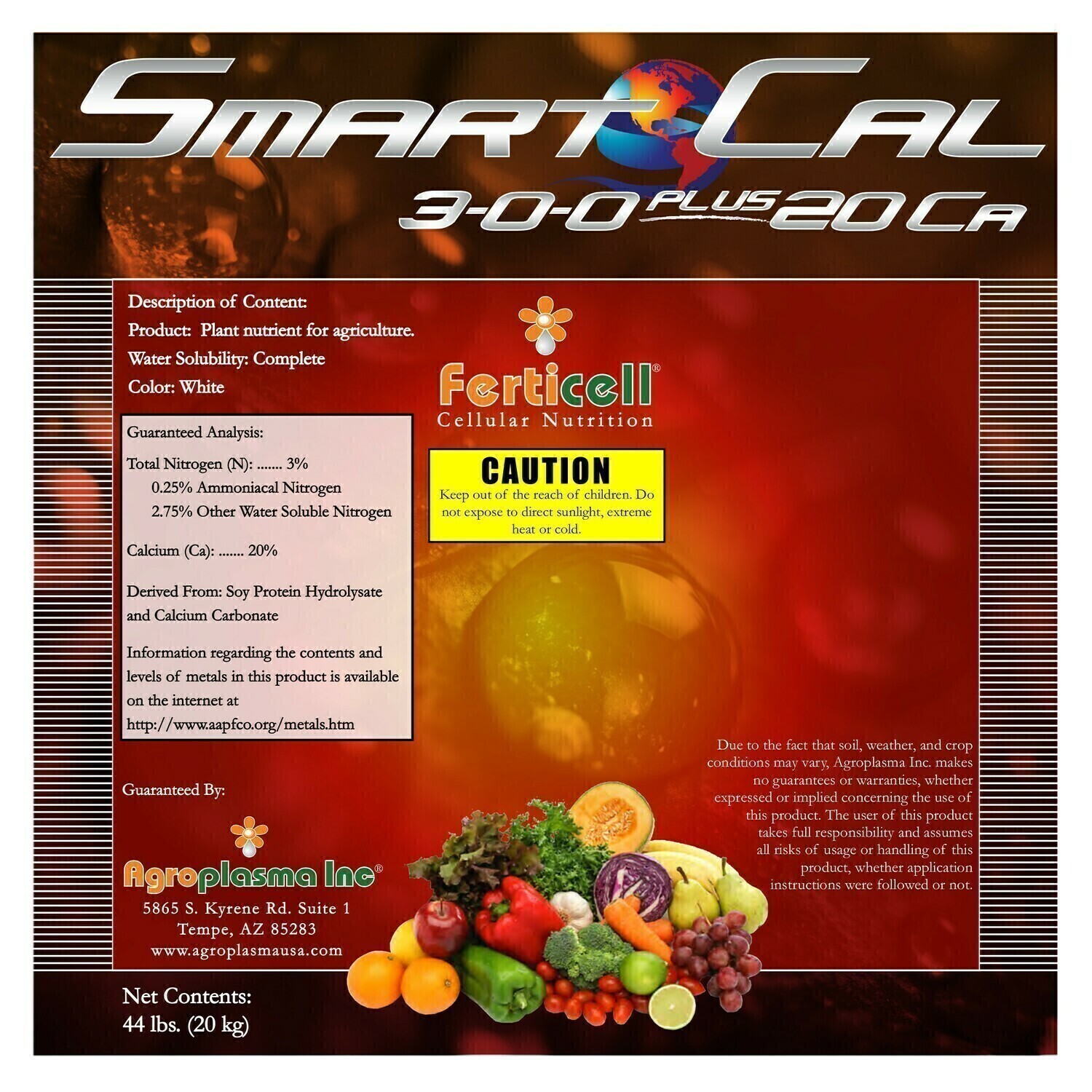 Ferticell Soluble Organic Fertilizer ProCal Plus 3-0-0 with 20% Ca with ...