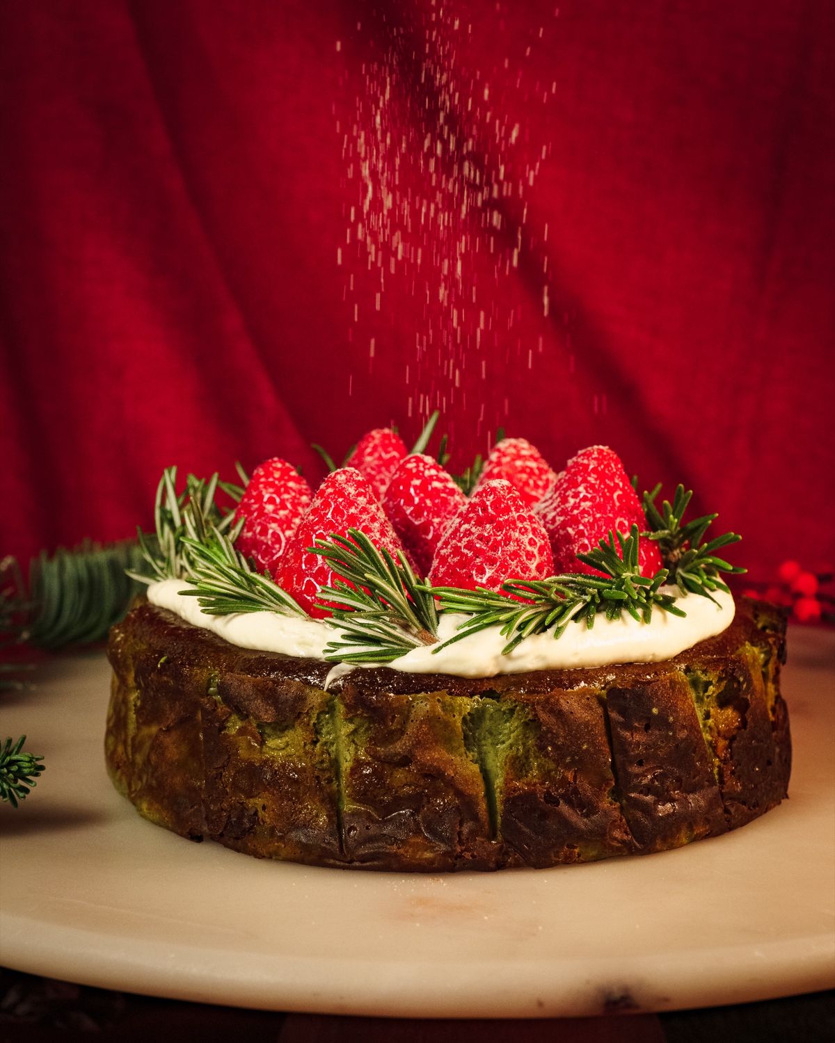 Strawberry Matcha Basque Cheesecake