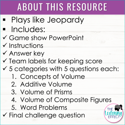 Volume Game Show | 5th Grade Math | Shop • The Learning Effect