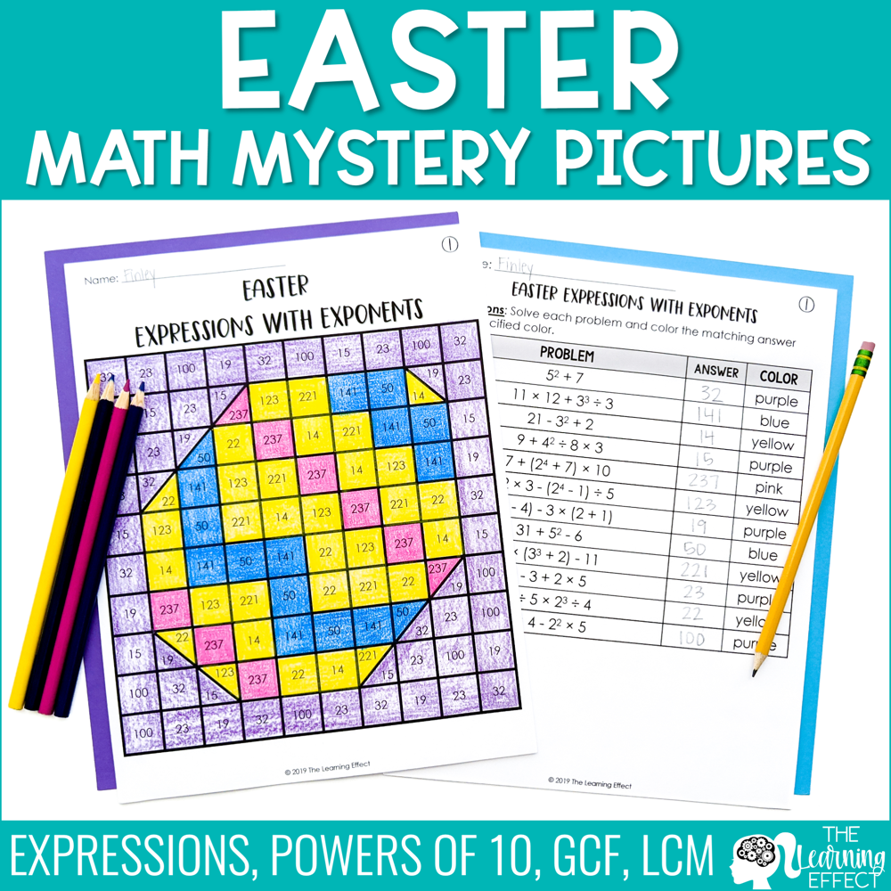 Easter Math Worksheets Mystery Picture Activities