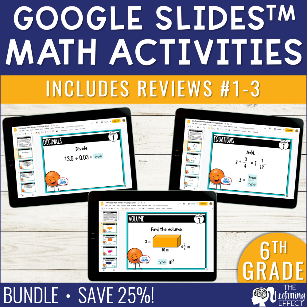 6th Grade Math Review #1-3 Google Slides BUNDLE 6th Grade Math Review #1-3 Google Slides BUNDLE