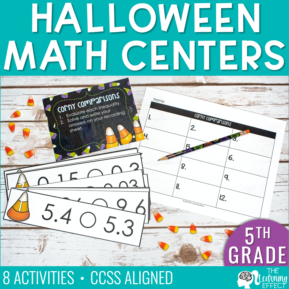Halloween Math Centers Activities Games 5th Grade | Multiplication Division